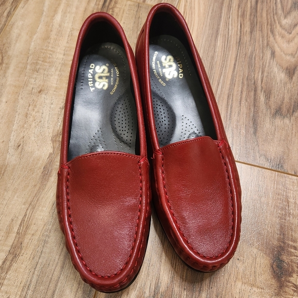 SAS | Shoes | Sas Red Leather Tripad Comfort Shoes 6m Nursing Loafers ...